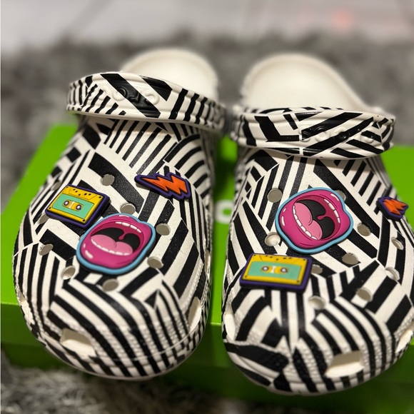 CROCS | Shoes | Crocs 9s Print Clogs With Charms | Poshmark